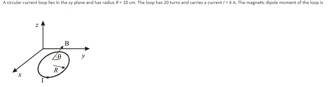 Solved A circular current loop lies in the xy plane and has | Chegg.com