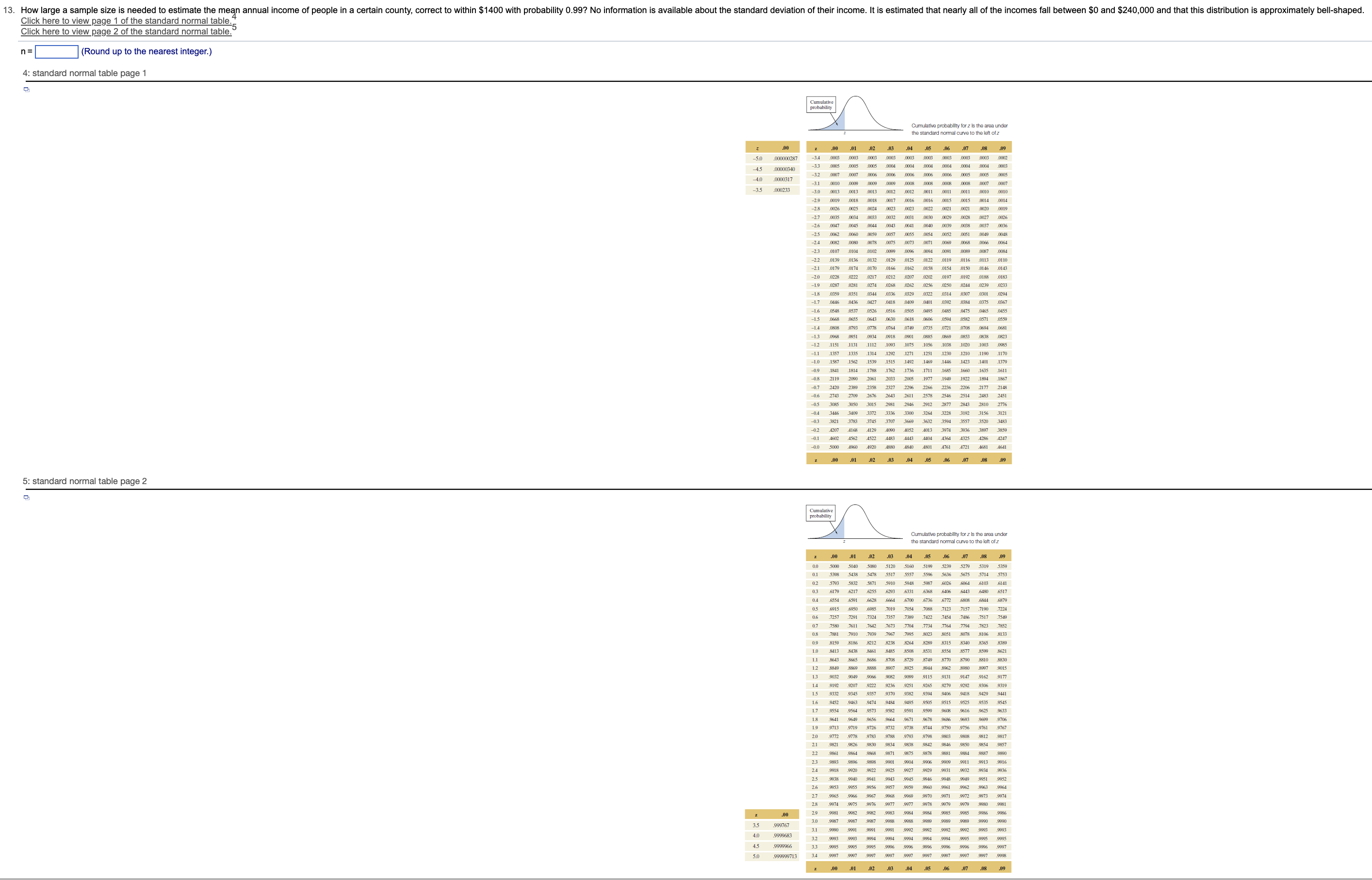 Solved n= (Round up to the nearest integer.) 4: standard | Chegg.com