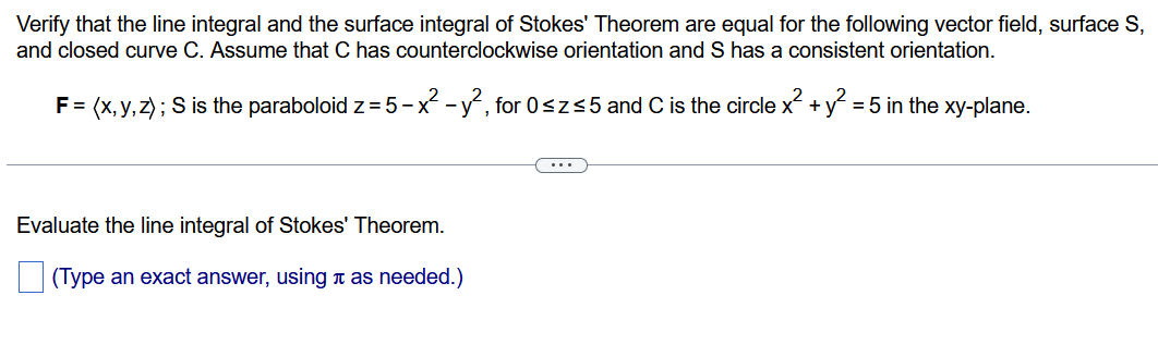 Solved Verify that the line integral and the surface | Chegg.com