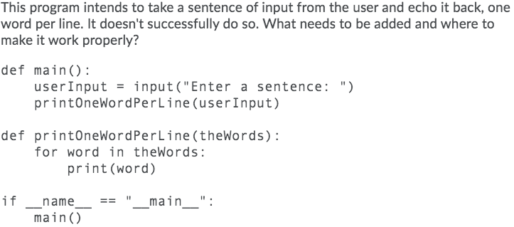 Solved This program intends to take a sentence of input from | Chegg.com