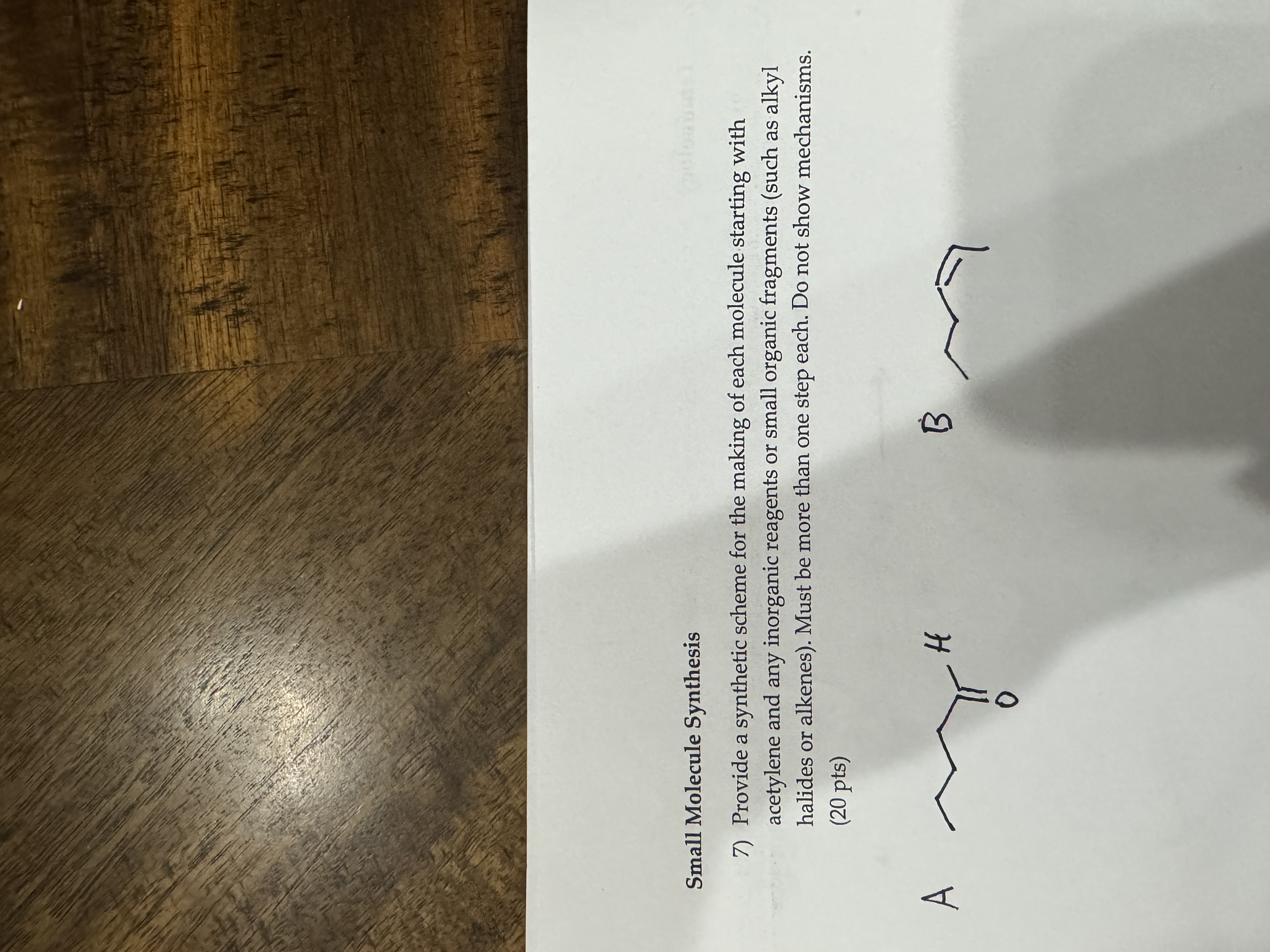 Solved Small Molecule Synthesis 7) Provide a synthetic | Chegg.com