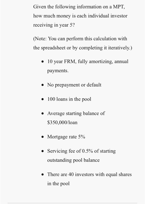 Solved Given the following information on a MPT, how much | Chegg.com