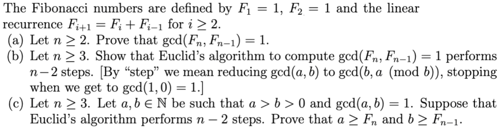 Solved 1, F2 The Fibonacci numbers are defined by Fi 1 and | Chegg.com