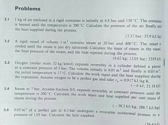 Solved Problems 1kg of air enclosed in a rigid container is | Chegg.com