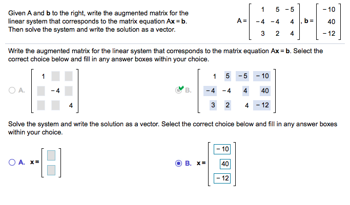 Solved 4-3 1 3 Given A and b to the right, write the | Chegg.com
