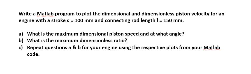 Solved Write A Matlab Program To Plot The Dimensional And
