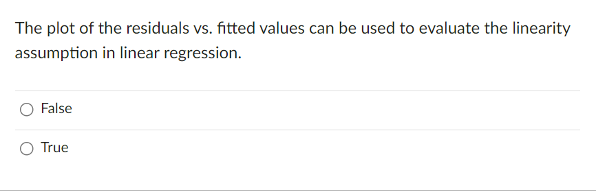 Solved The plot of the residuals vs. fitted values can be | Chegg.com