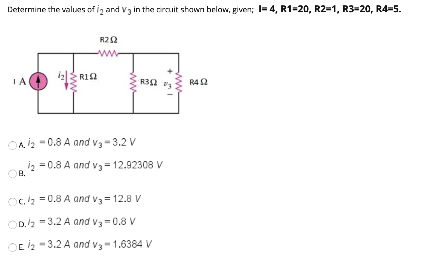 Solved Determine the values of i2 and V3 in the circuit | Chegg.com