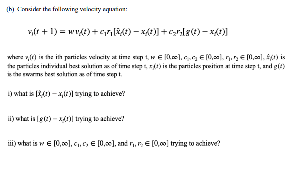 Solved Question 4: Particle Swarm Optimization (a) Assume | Chegg.com