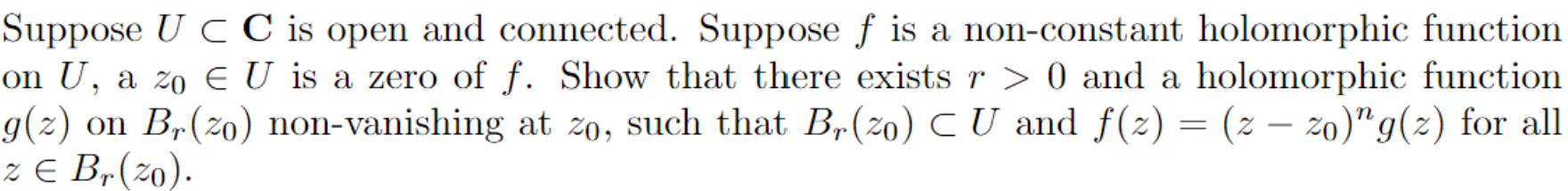 Solved Suppose U⊂C is open and connected. Suppose f is a | Chegg.com