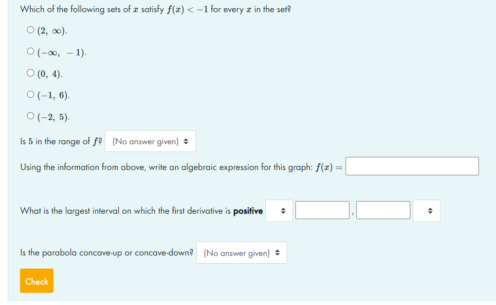 Solved Given this araph of a auadratic function:Which of the | Chegg.com