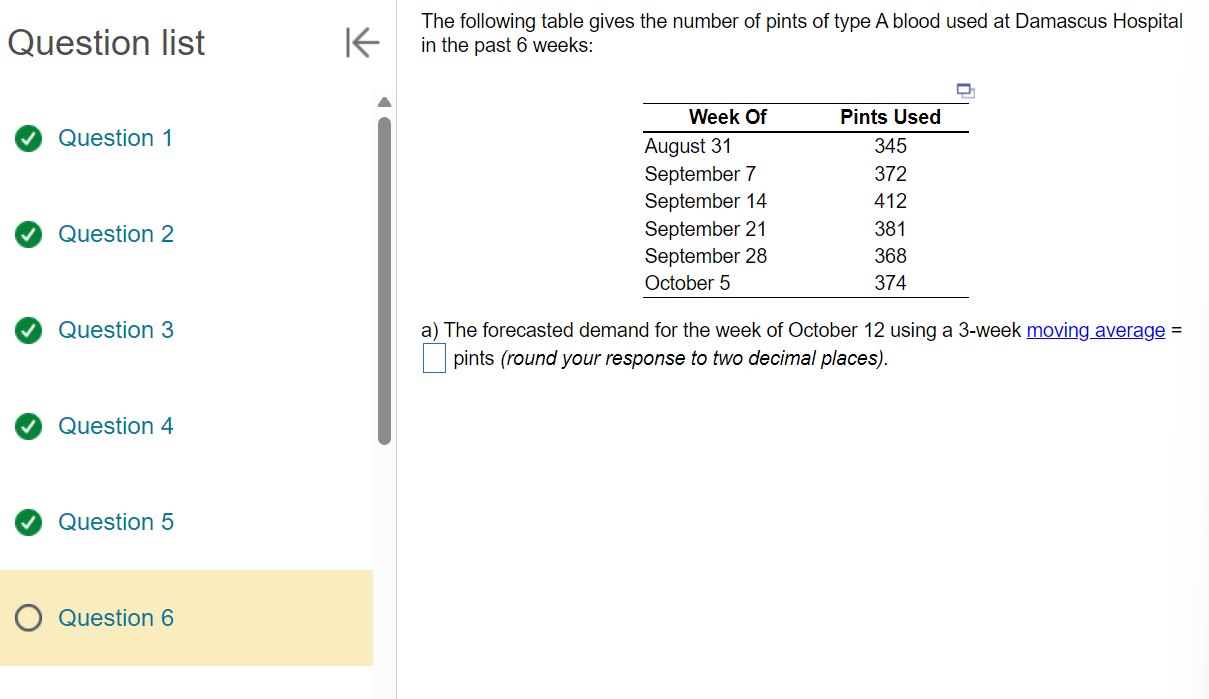 Solved Question list Question 1 Question 2 Question 3 | Chegg.com