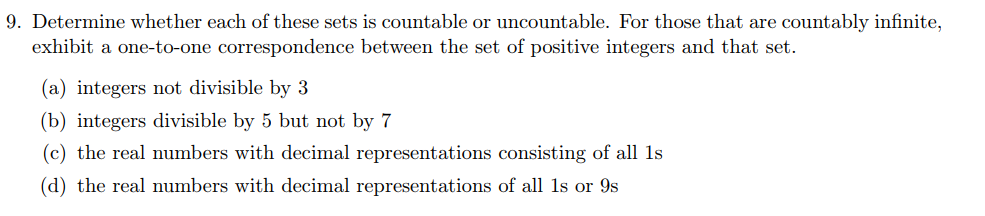 Solved 9. Determine whether each of these sets is countable | Chegg.com