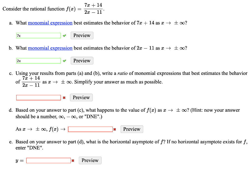 Solved 7x + 14 Consider the rational function f(x) = a - 2x | Chegg.com