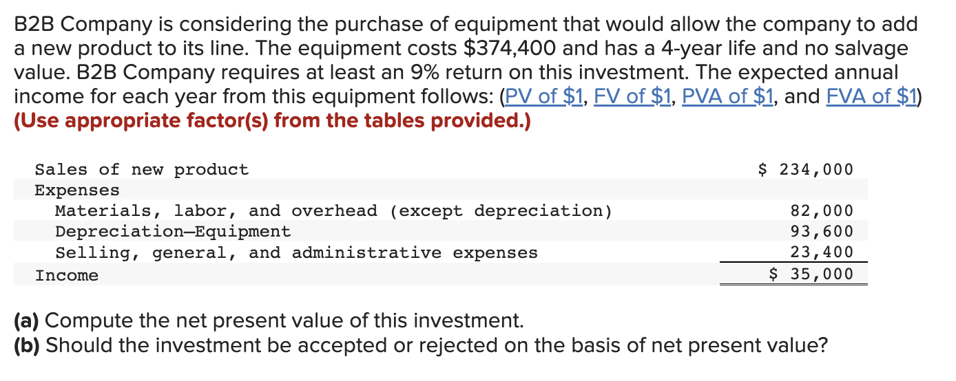 Solved B2B Company is considering the purchase of equipment | Chegg.com Solved B2B Company is considering the purchase of equipment | Chegg.com