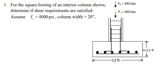 Solved 1. For the square footing of an interior colur | Chegg.com