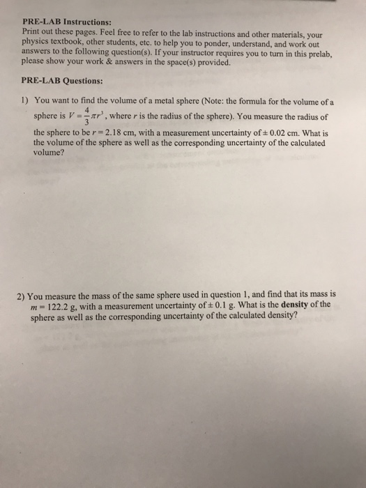 Solved PRE-LAB Instructions: Print out these pages. Feel | Chegg.com