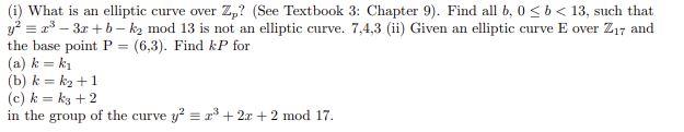 Solved (i) What is an elliptic curve over Z₂? (See Textbook | Chegg.com