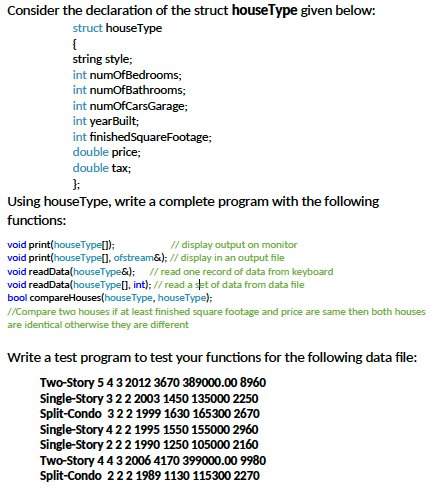 Solved Consider the declaration of the struct houseType | Chegg.com