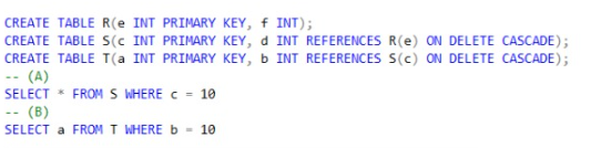 Solved CREATE TABLE R(e INT PRIMARY KEY, f INT); CREATE | Chegg.com