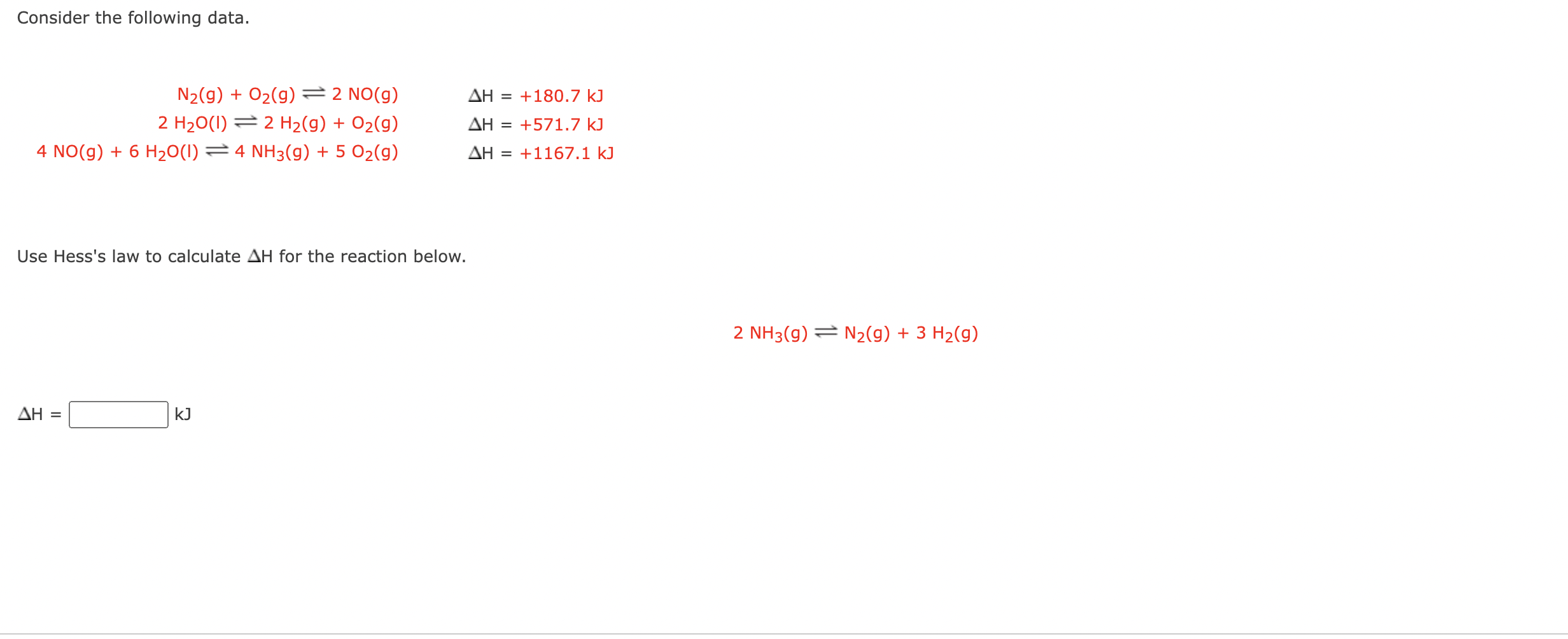 Solved Consider the following data. N2( g)+O2( | Chegg.com