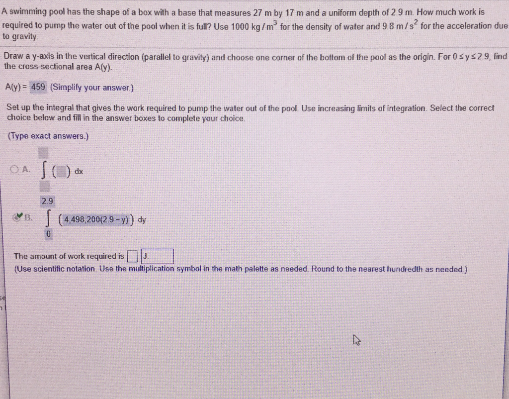Solved A swimming pool has the shape of a box with a base | Chegg.com