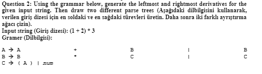 Solved Question 2: Using the grammar below, generate the | Chegg.com