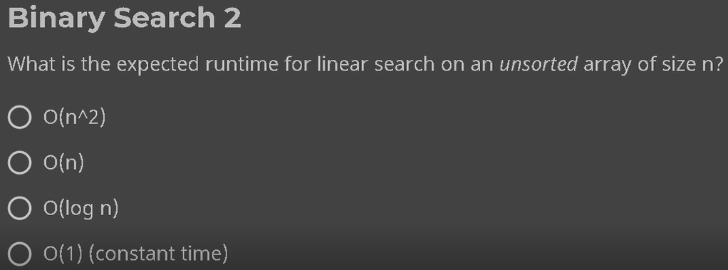 Solved Binary Search 2 What is the expected runtime for | Chegg.com