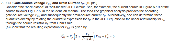 7. FET: Gate-Source Voltage Vas and Drain Current ID. | Chegg.com
