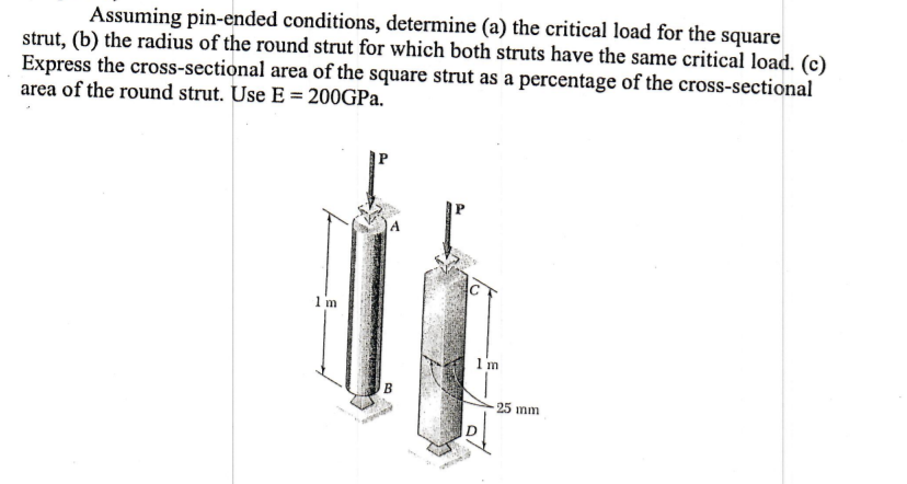 Solved Assuming pin-ended conditions, determine (a) the | Chegg.com