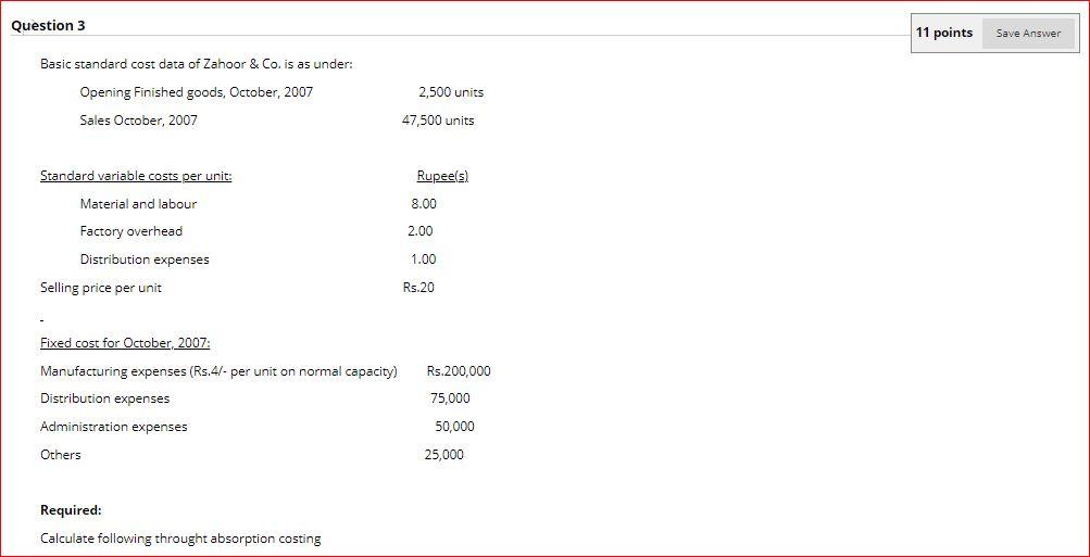 Solved Required: Calculate following through absorption | Chegg.com