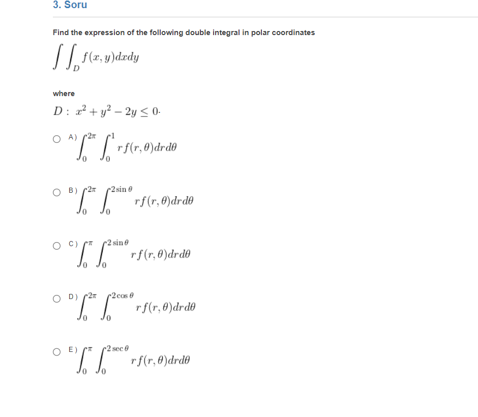 Solved Find the expression of the following double integral | Chegg.com