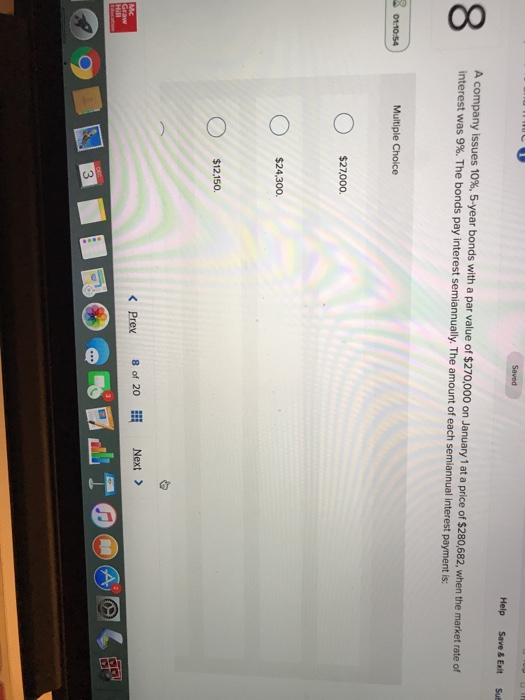 Solved Help Save & Exit Sub A company issues 10%, 5-year | Chegg.com
