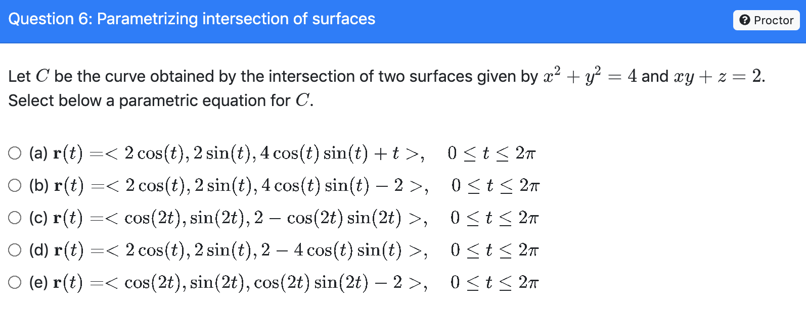 Solved Question 6: Parametrizing intersection of surfaces | Chegg.com