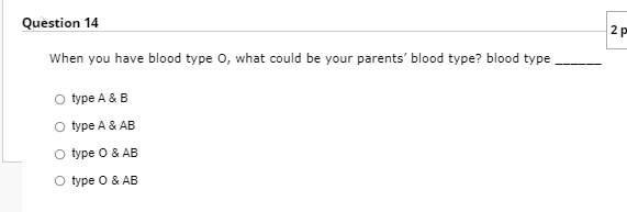 Solved Save Question 13 2 points When the parents have blood | Chegg.com