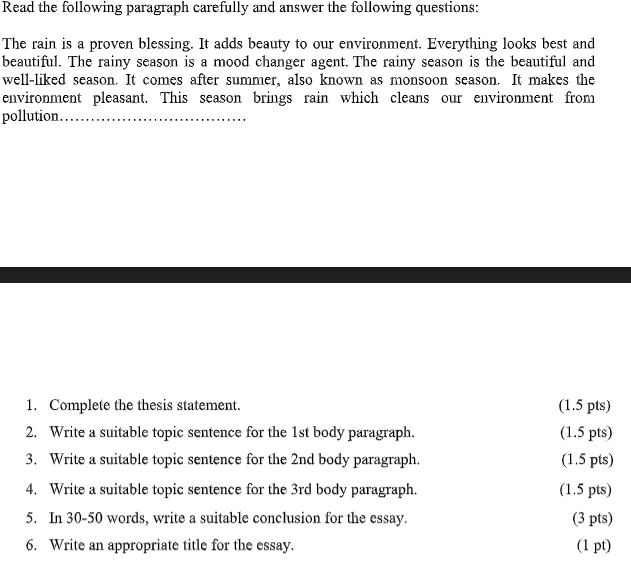 Solved Read the following paragraph carefully and answer the | Chegg.com