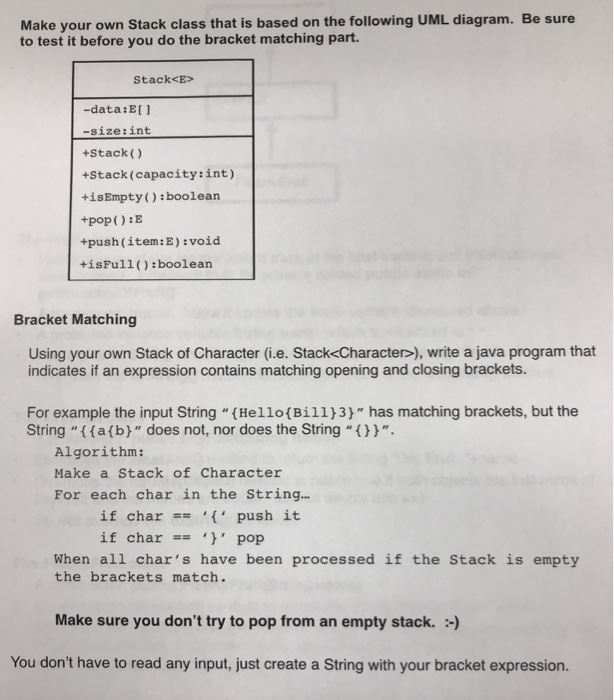 Solved Make your own Stack class that is based on the | Chegg.com