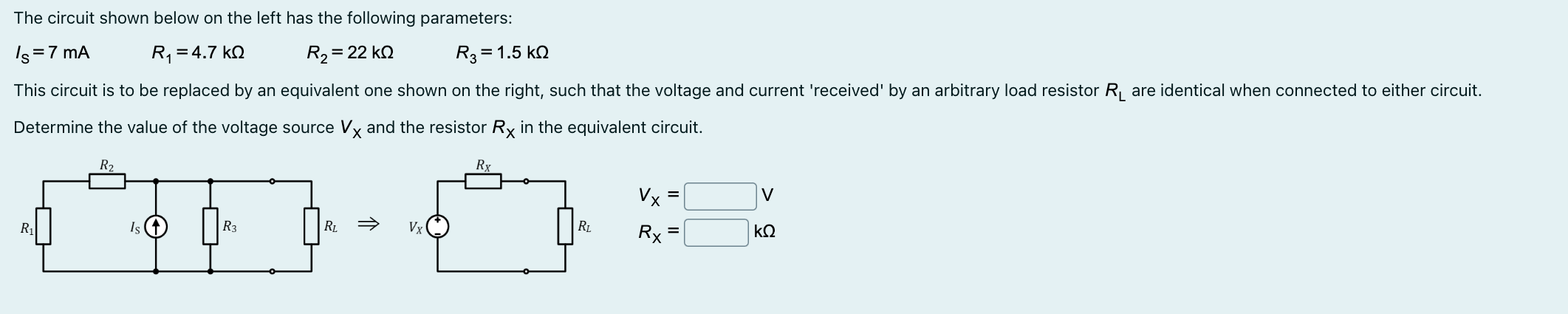 [Solved]: The circuit shown below on the left has the follo