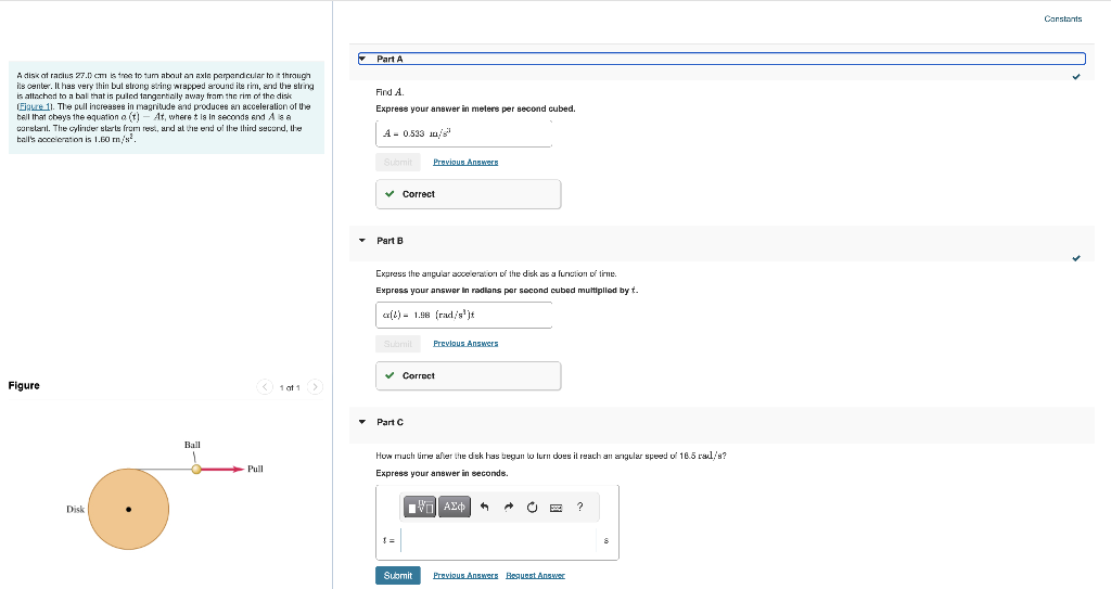 Solved A digk of raclus 27.0 cm bs trea to tum about an axle | Chegg.com