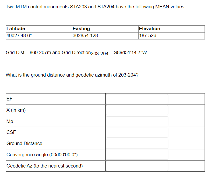 Solved Two MTM control monuments STA203 and STA204 have the | Chegg.com