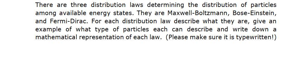 Solved There are three distribution laws determining the | Chegg.com
