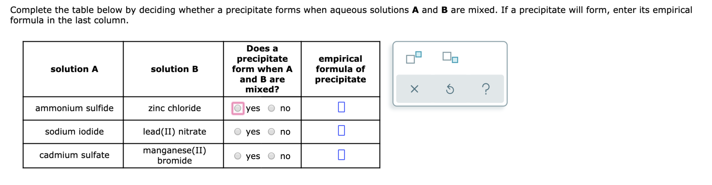 Solved Complete The Table Below By Deciding Whether A Chegg