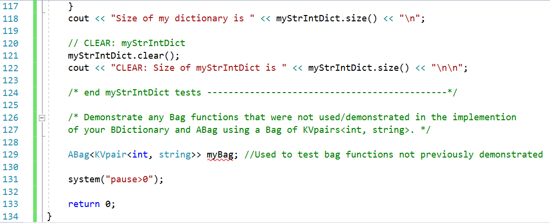 Solved Use the bag ADT provided to create an array-based | Chegg.com