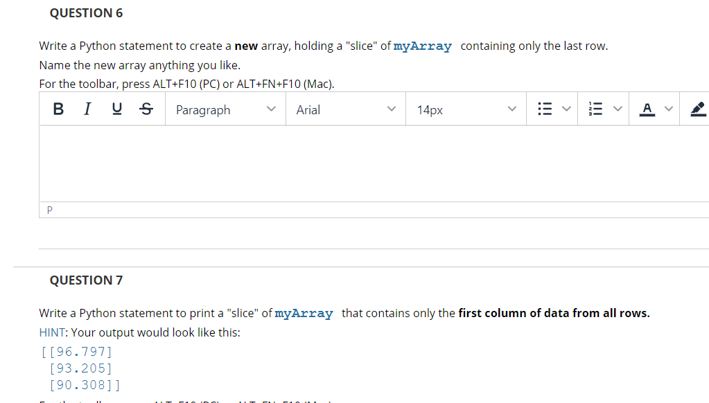 Solved QUESTION 6 Write a Python statement to create a new | Chegg.com