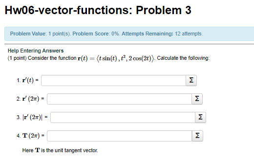 Solved Hw06-vector-functions: Problem 3 Problem Value: 1 | Chegg.com