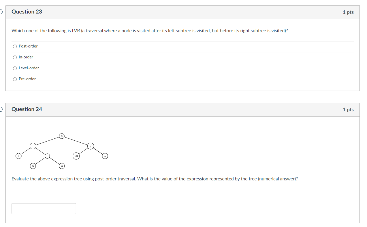Solved Which one of the following is LVR (a traversal where | Chegg.com