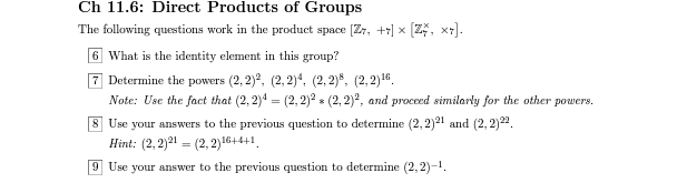 Solved Ch 11.6: Direct Products of GroupsThe following | Chegg.com