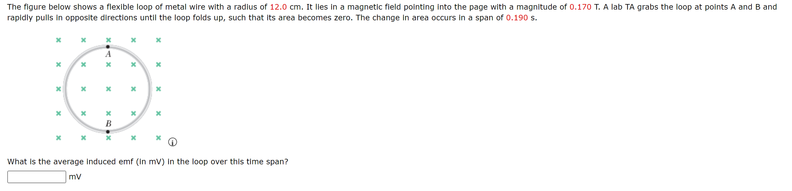 Solved The figure below shows a flexible loop of metal wire | Chegg.com