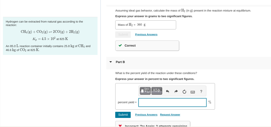 Solved Assuming ideal gas behavior, calculate the mass of H2 | Chegg.com