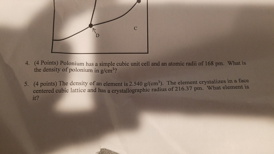 Solved (4 Points) Polonium has a simple cubic unit cell and | Chegg.com